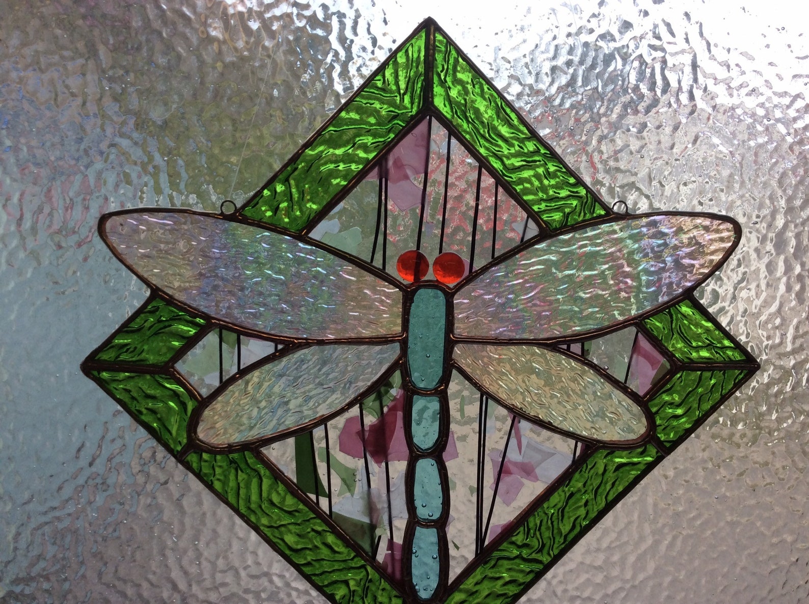 Stained Glass Dragonfly Window Hanging Mobile Handmade - Etsy