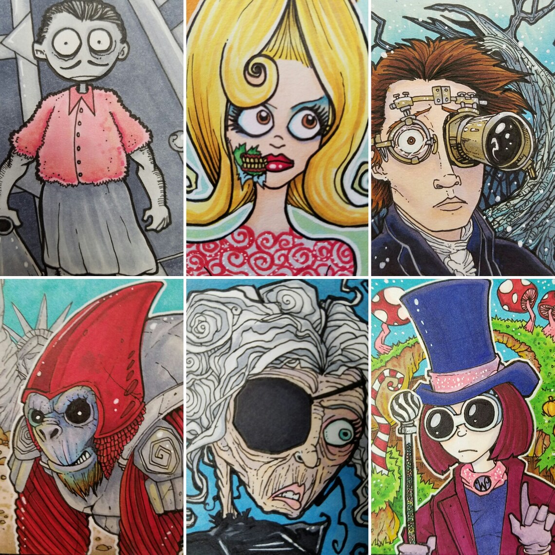 Tim Burton Sketch Cards Series 1 Various Characters / Movies - Etsy