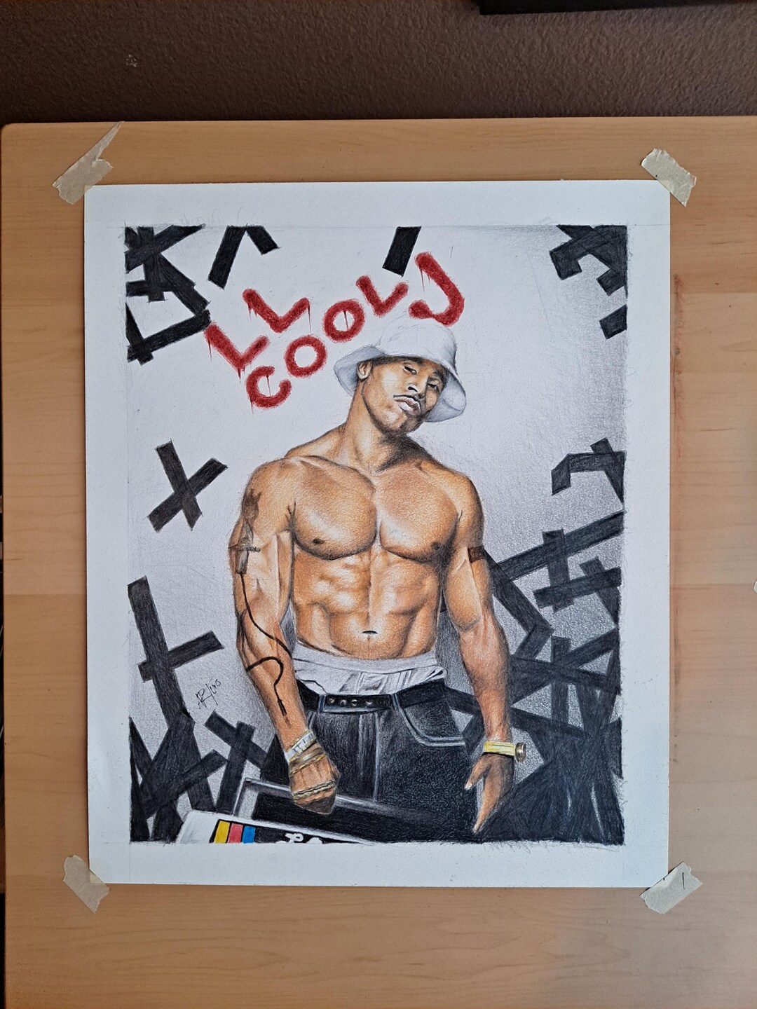 Original 14x17 Inch Colored Pencil Drawing of Legendary Rap Artist LL ...