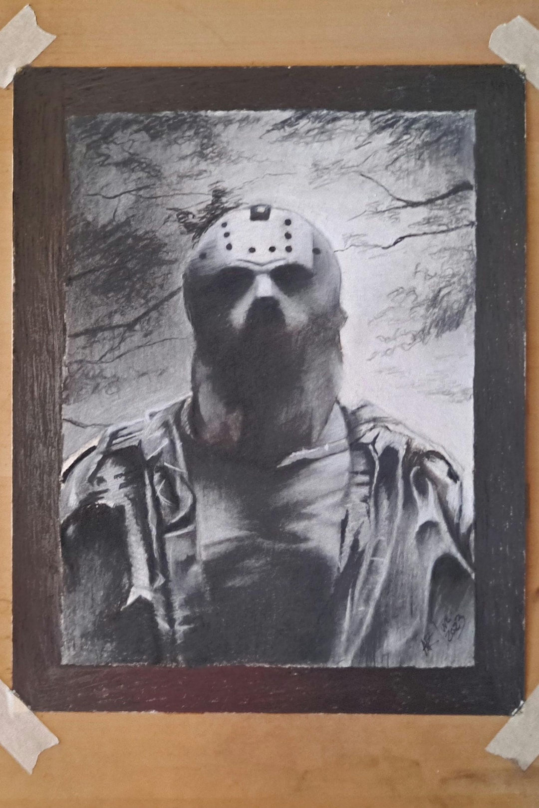 Original 11x14 Inch Charcoal Drawing of Iconic Horror Movie Slasher ...