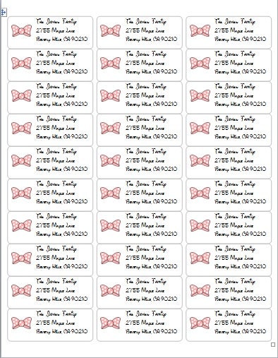 Pink Bow Custom Printable PDF 1" X 2 5/8" Return Address Labels - Etsy