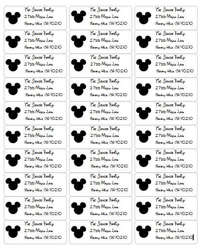 PRINTABLE Disneyland-inspired Mickey Castle Custom 1" X 2 5/8" Return ...