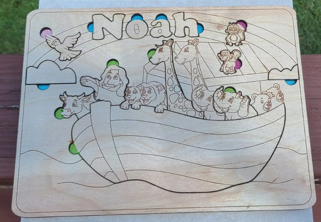 DIY Coloring/biblical Story/teaching Noah/kids Wooden Colorme Puzzle ...