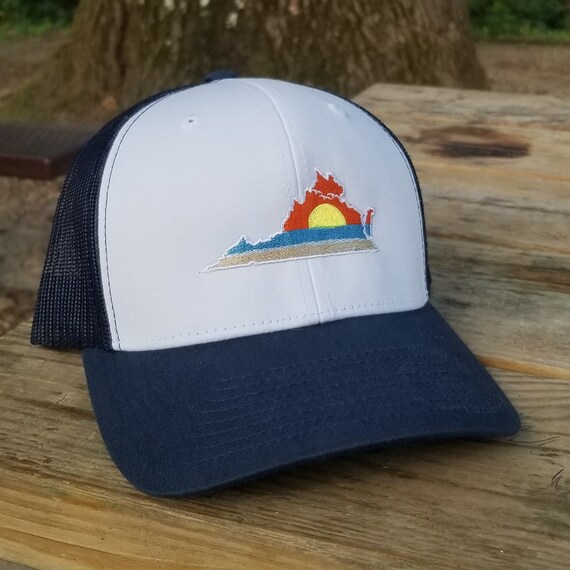 Virginia Beach Scene Hat white front navy back | Etsy