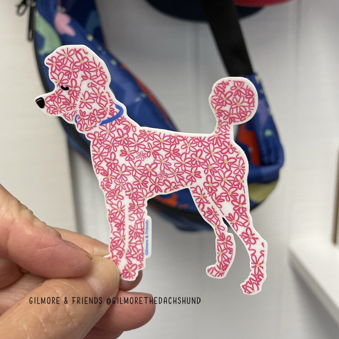 Poodle Sticker - Pink Dog Sticker - Pink Poodle Sticker - Daisy Dog ...