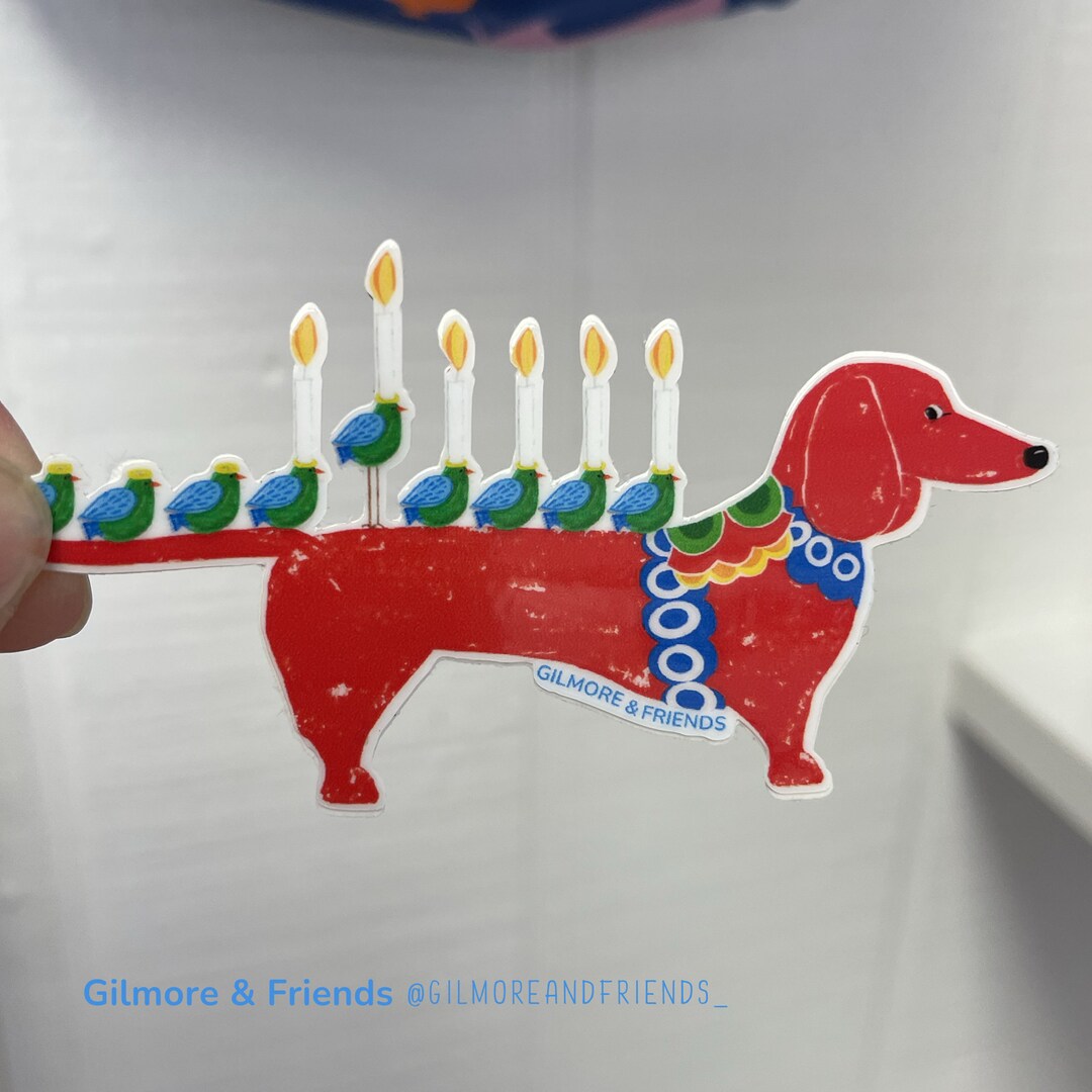 Hanukkah Sticker Doxie Hanukkah Stickers Sausage Dog - Etsy