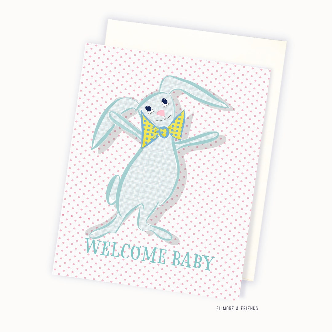 Welcome Baby - Congratulations New Baby Card - Bunny Card - New Baby ...