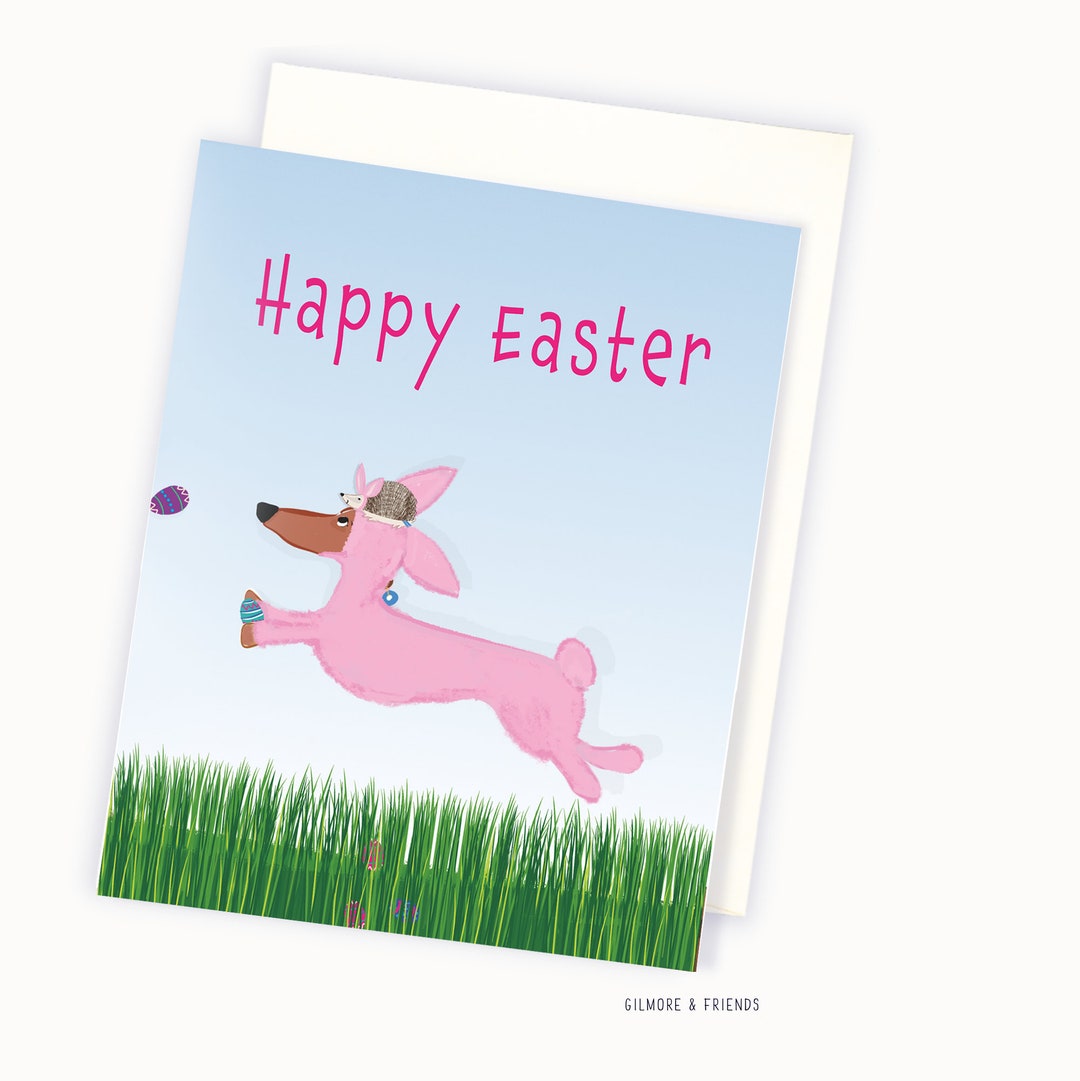 Dachshund Easter Card- Cute Easter Card - Easter Card for Dachshund ...