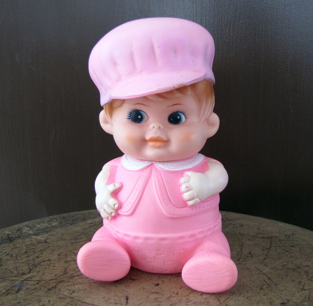 PINK DOLL, 1968 Squeazable Rubber Doll, Pink Doll Squeak Rubber, Doll ...