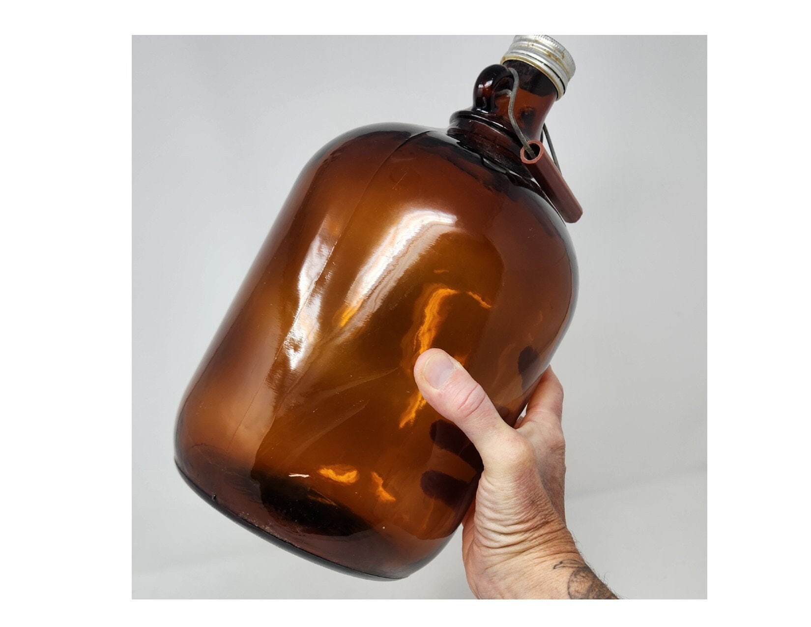 Vintage Amber Glass, Gallon Jug, Glass Wine Bottle, Glassware, Barware ...