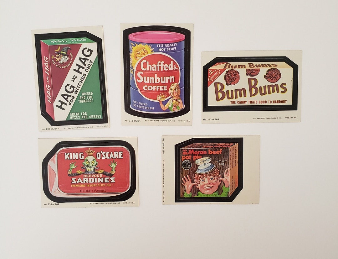 Vintage Topps Chewing Gum Stickers, Real Garbage Candy, Wacky Packages ...