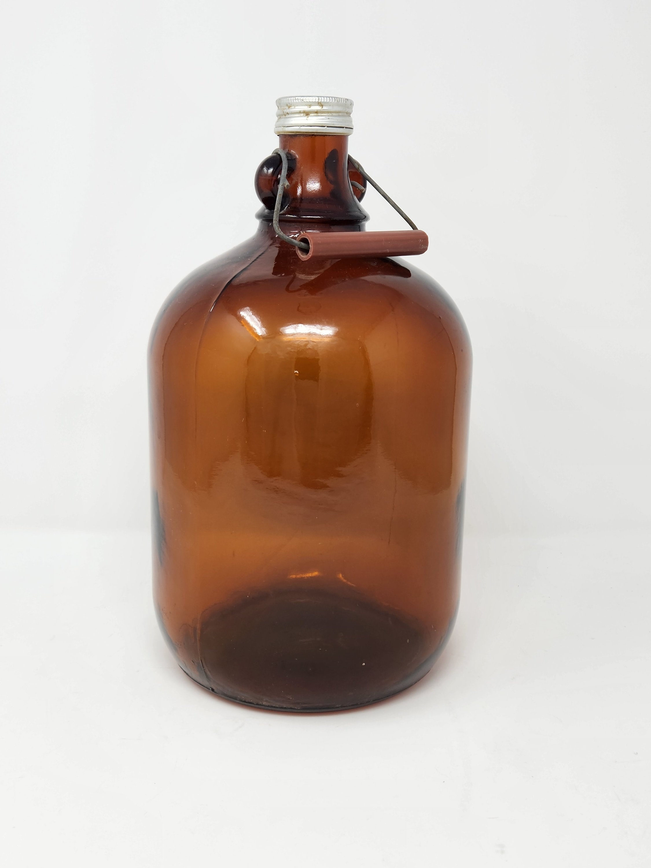 Vintage Amber Glass, Gallon Jug, Glass Wine Bottle, Glassware, Barware ...