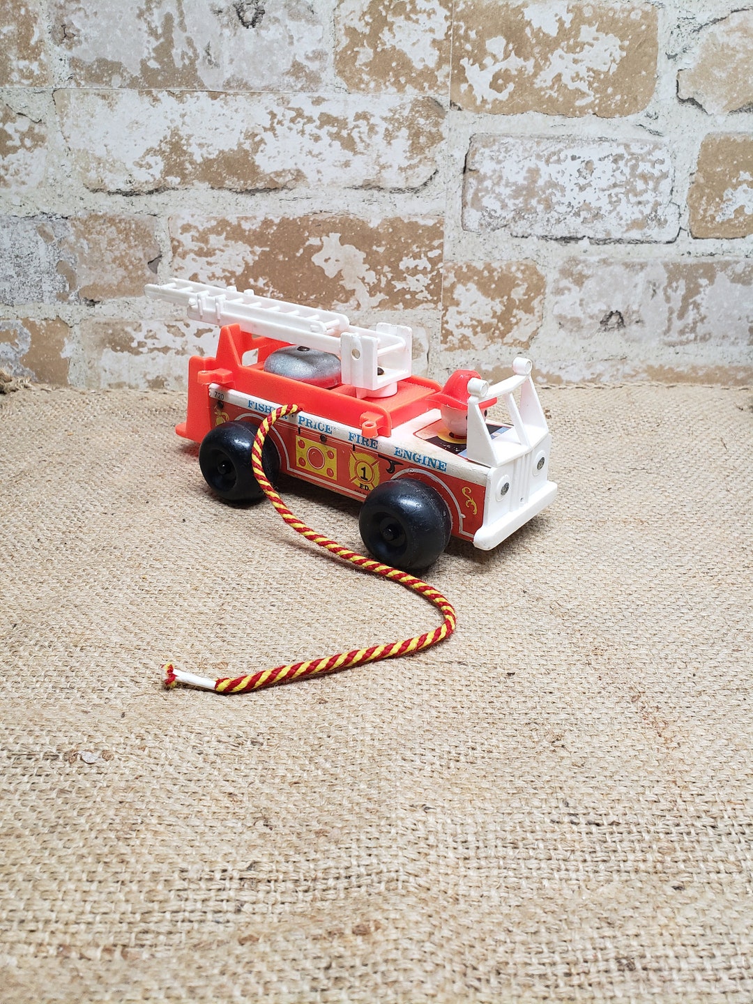 Fisher Price Fire Engine, Vintage Pull Toy, 1968 Toy, Fire Fighter Toy ...