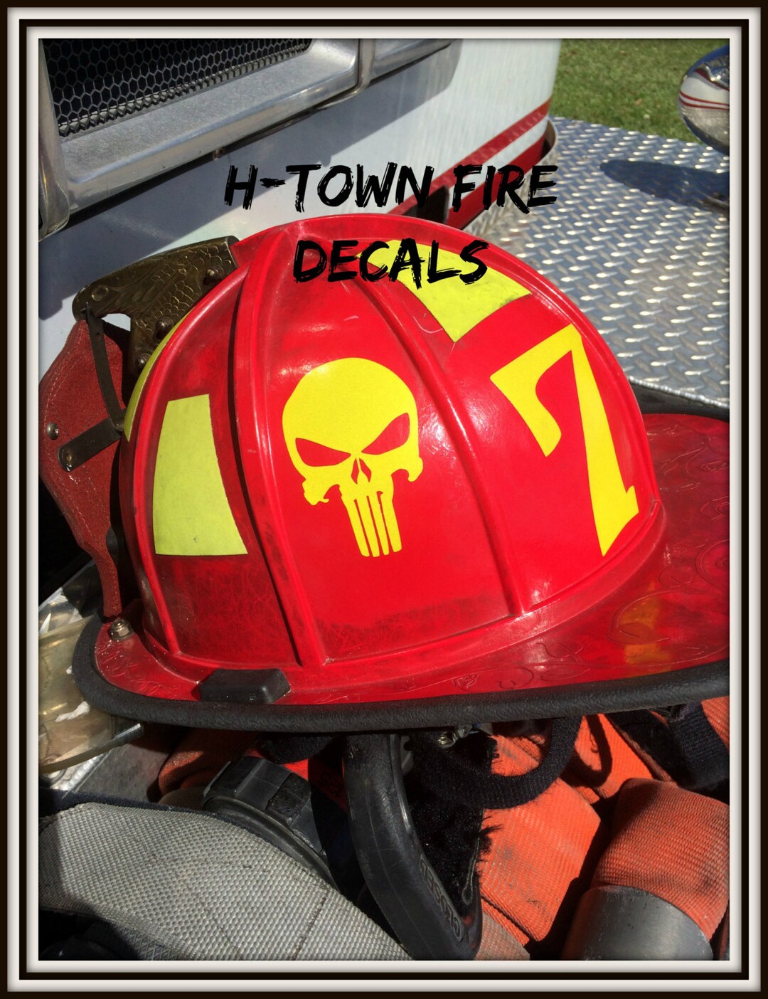 Skull HIGHLY REFLECTIVE Durable Fire Helmet Sticker Decal window ...