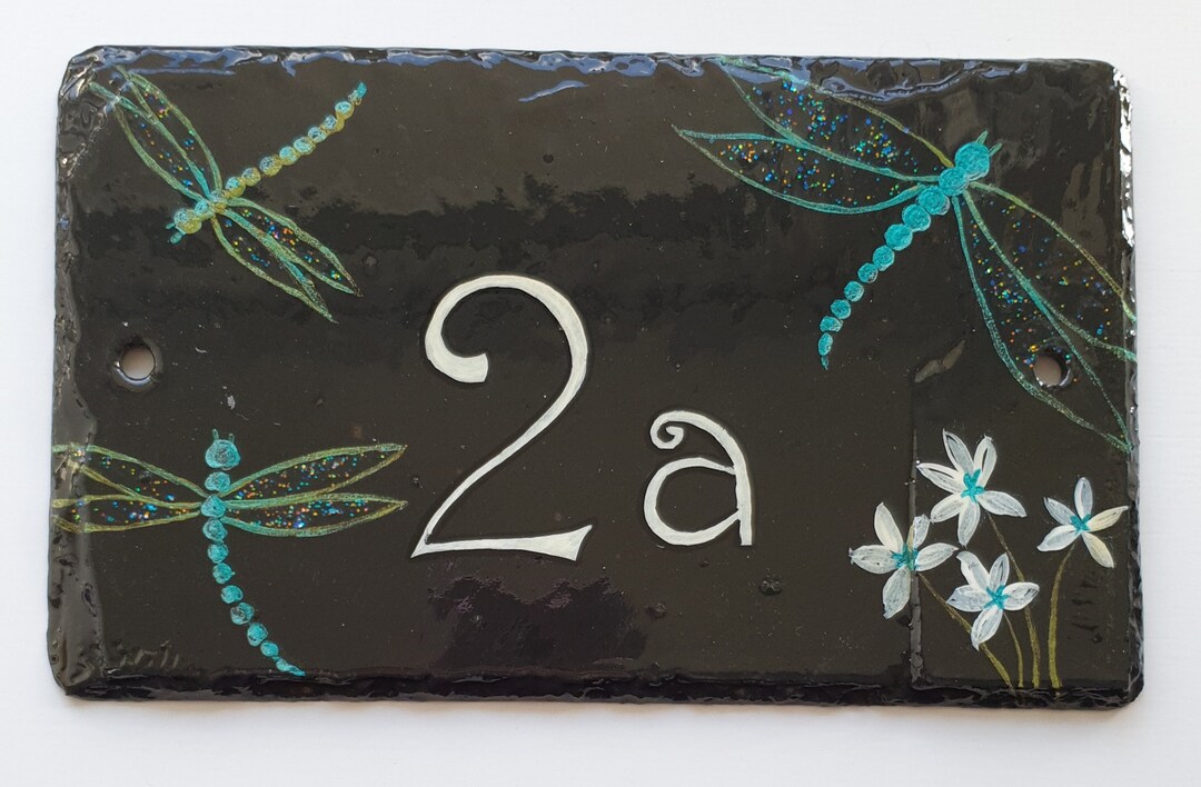 Dragonflies Hand Painted Slate House Door Number - Etsy UK