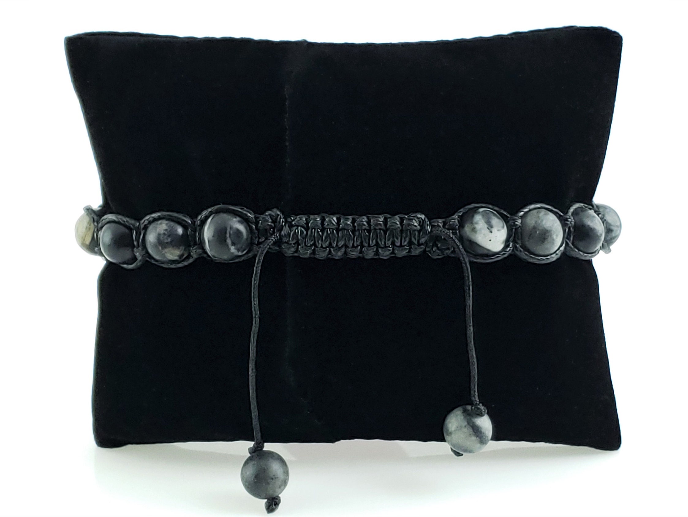 Black Network Bead Bracelet / Gemstone Bead Bracelet for Him / | Etsy
