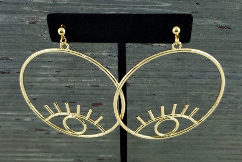 Big Gold or Silver Evil Eye Hoop Earrings / Big Hoop Earrings - Etsy