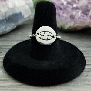 Zodiac Sign Ring / Stainless Steel Zodiac Ring / Adjustable Ring ...