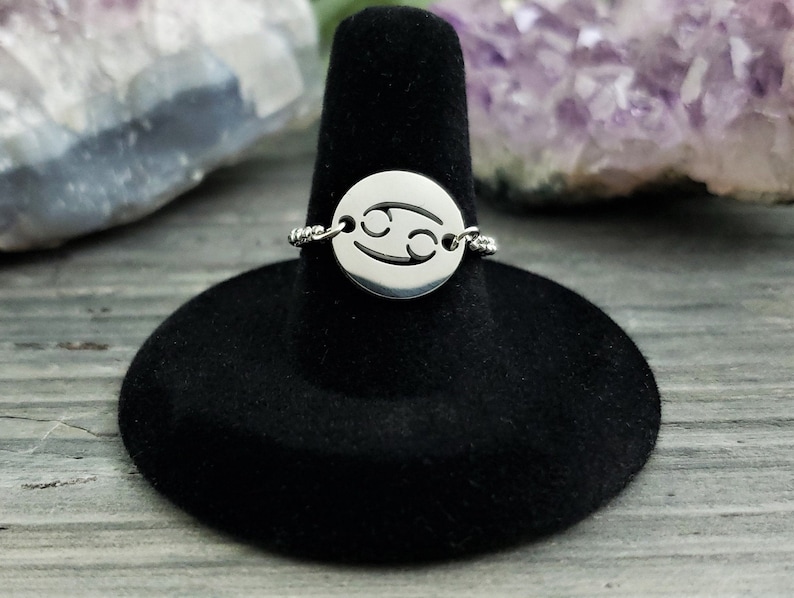 Zodiac Sign Ring / Stainless Steel Zodiac Ring / Adjustable | Etsy