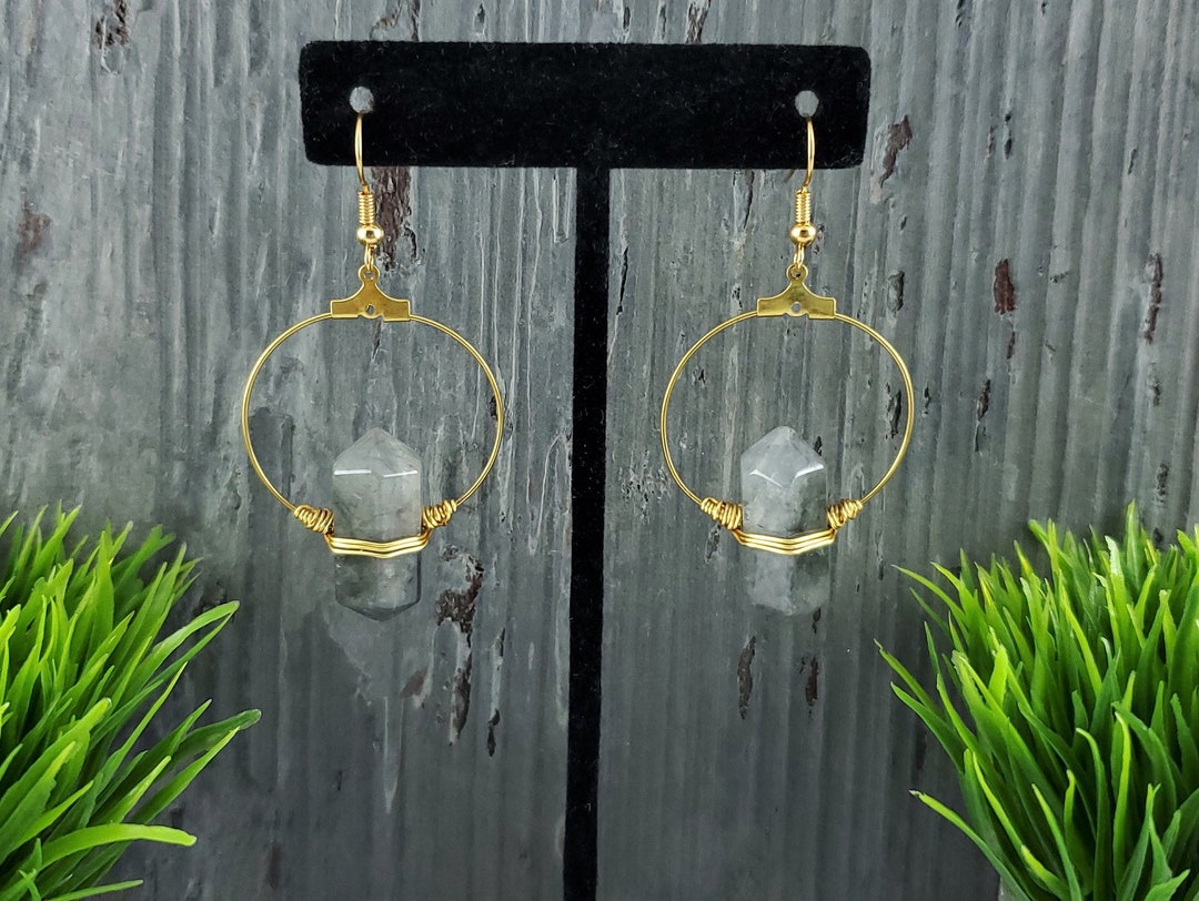 Cloud Crystal Quartz Earrings / Quartz Point Earrings / Small - Etsy ...