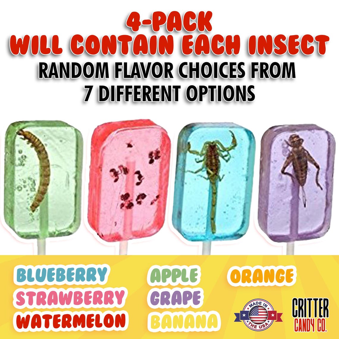 Hotlix Insect Lollipops, Edible Bug Candy, Weird Food Gift, 4 Pack - Etsy