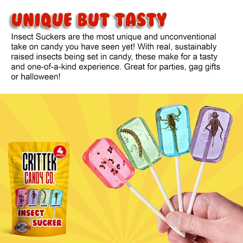 Hotlix Insect Lollipops, Edible Bug Candy, Weird Food Gift, 4 Pack - Etsy