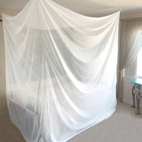 White Silk Sheer Bed Canopy Curtains: Lace Tulle Drapes - Etsy