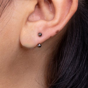 Black Stud Earrings Ear Jackets Front Back Earrings Double - Etsy