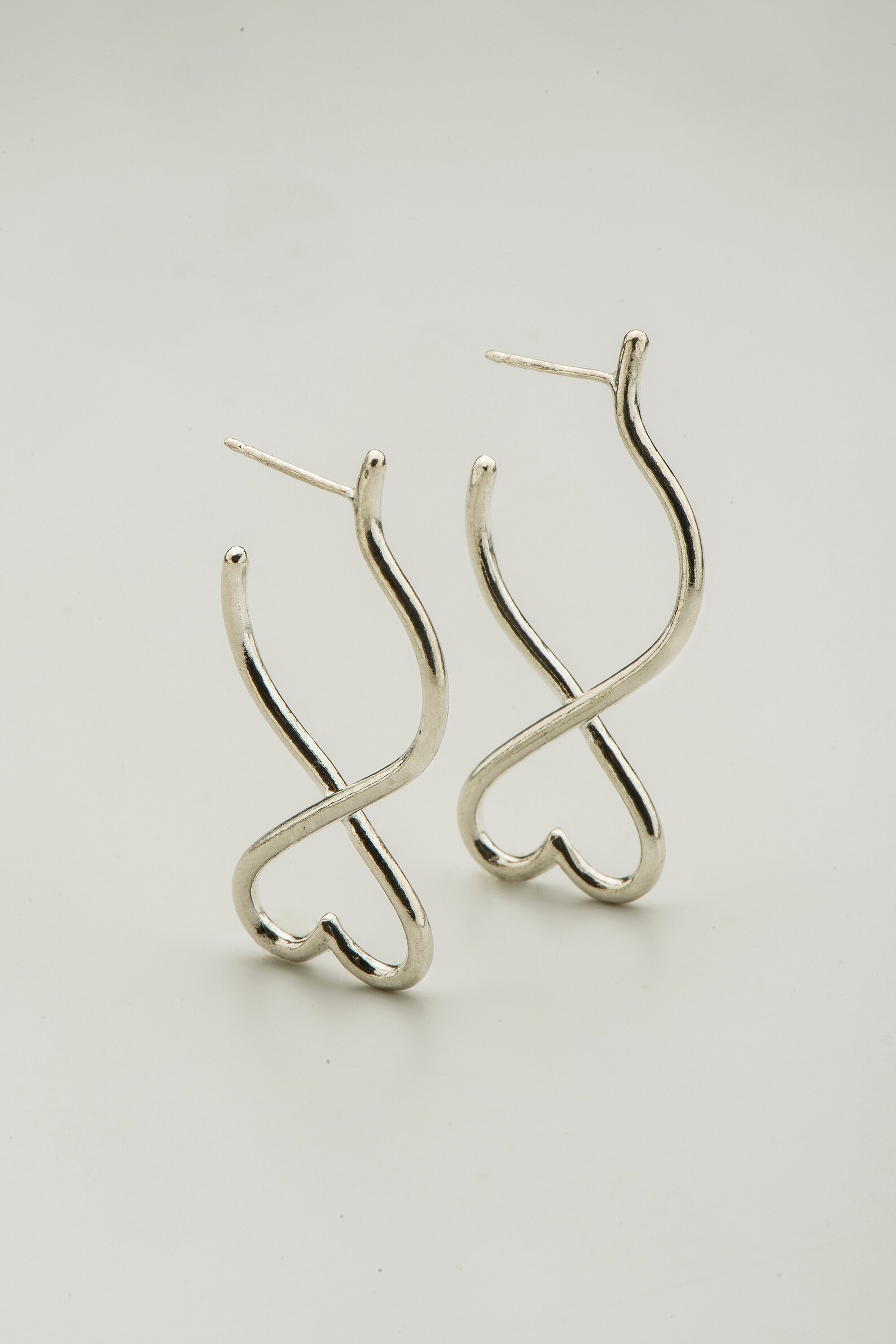 Open Large Heart Hoop Earrings, Unique Sterling Silver Heart Outline ...