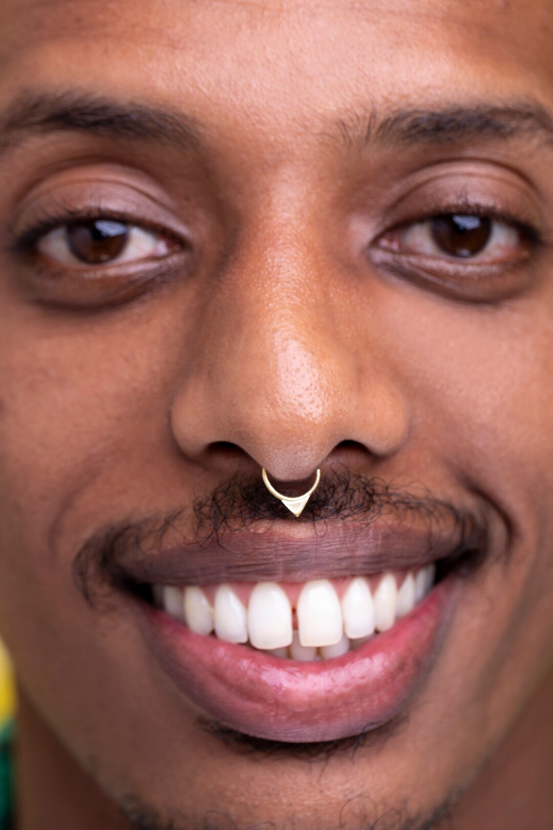 Triangle 14k Gold Septum Jewelry, Mens Gold Septum, Gold Unique Tribal ...