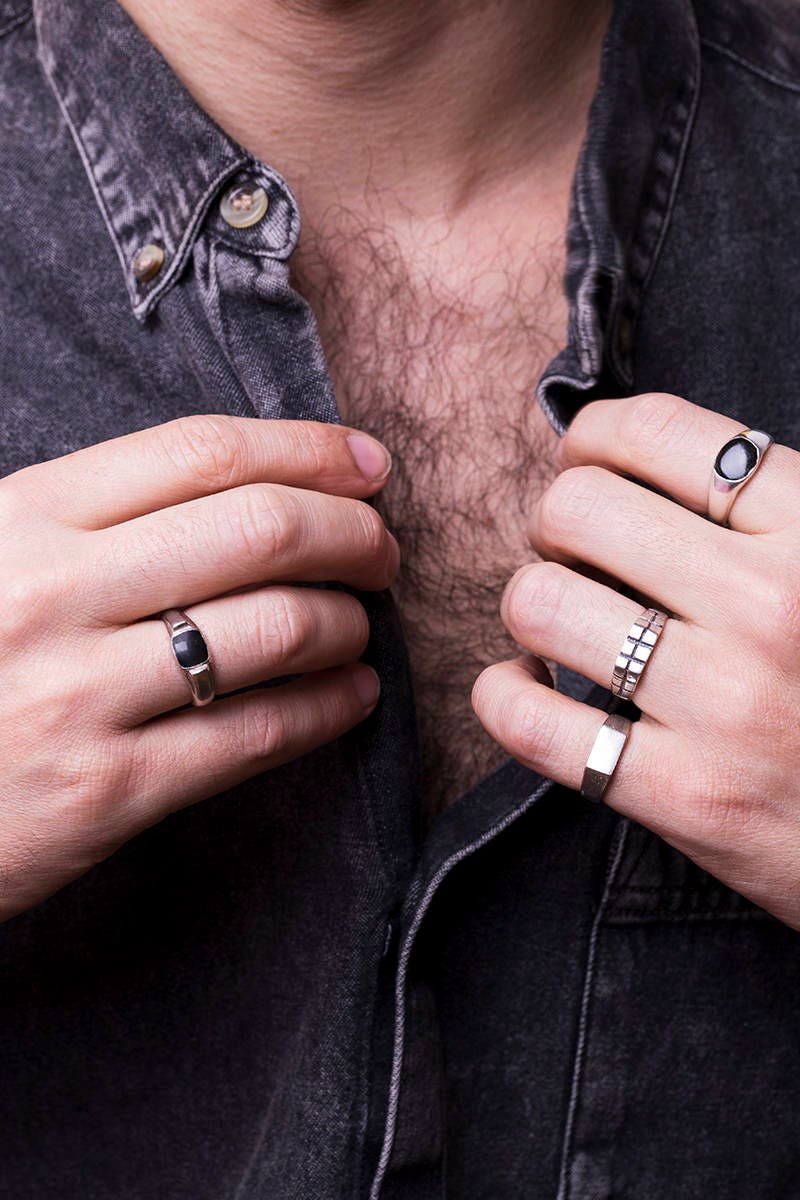 Sterling silver chunky signet ring men Classic large square | Etsy