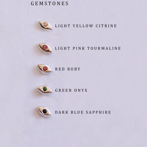 Tiny Evil Eye Stud Earring Gemstone, Small Unisex 14k Gold Eye Earring, Sapphire Tourmaline Ruby ...