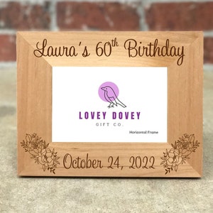 Personalized 60th Birthday Picture Frame, Birthday Party Picture Frame ...