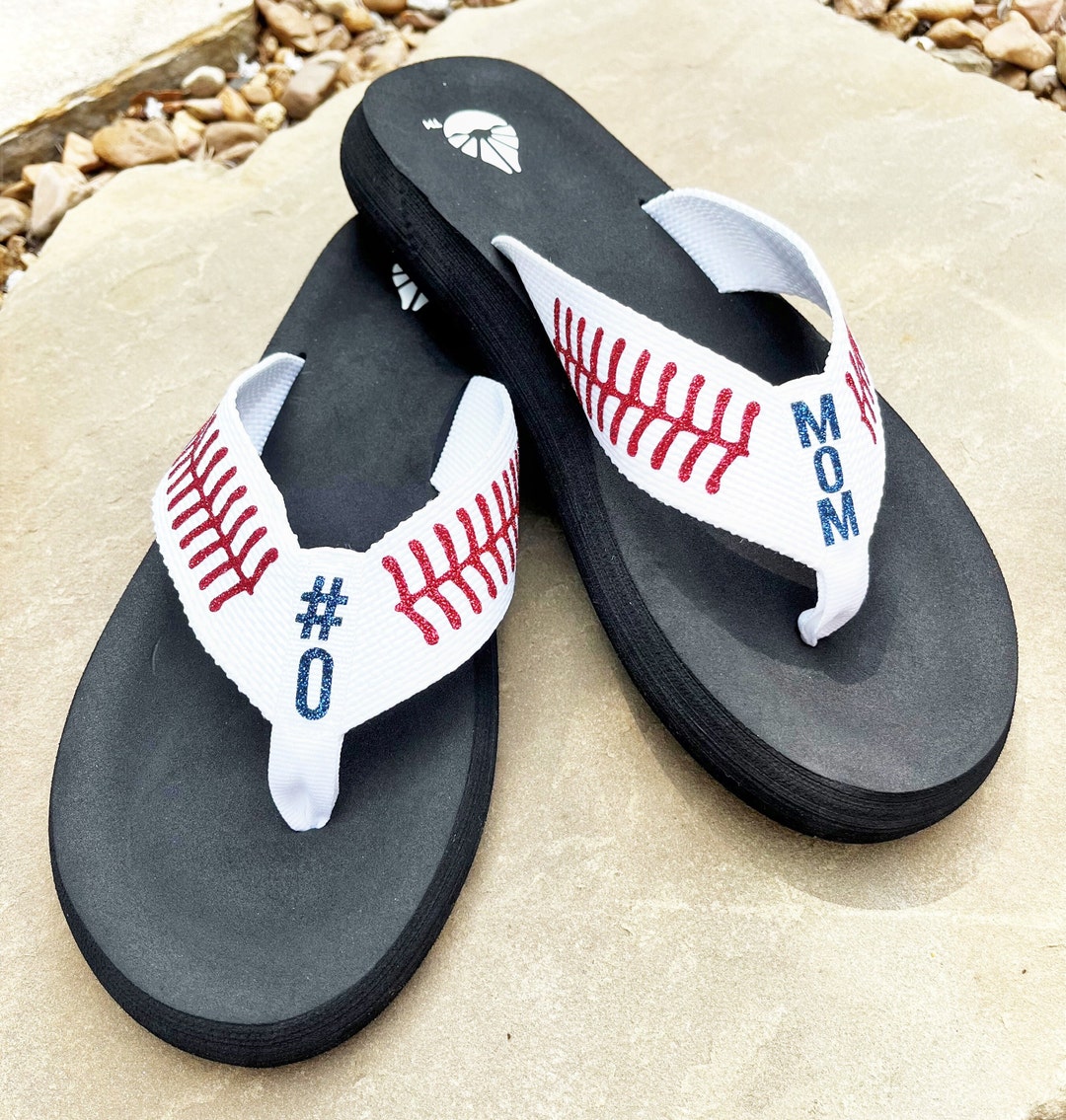 Personalized Baseball Flip Flops, Custom Sandals With Stitches ...