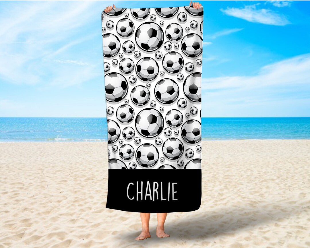 Personalized Soccer Themed Beach Towel, Soccer Pool Party Towel, Soccer ...