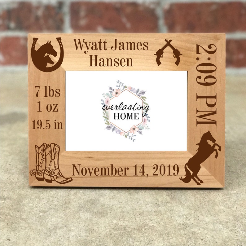 Personalized Baby Picture Frame Cowboy Birth Details Western | Etsy