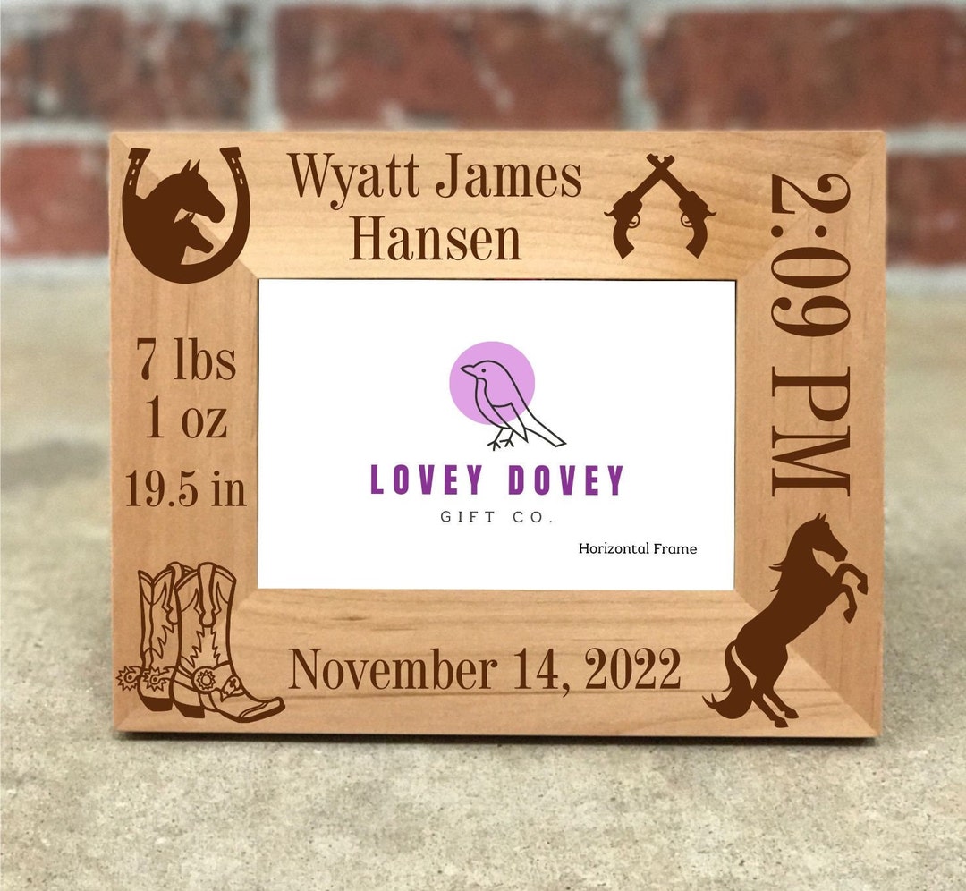 Personalized Baby Picture Frame, Cowboy Birth Stat Frame, Western ...