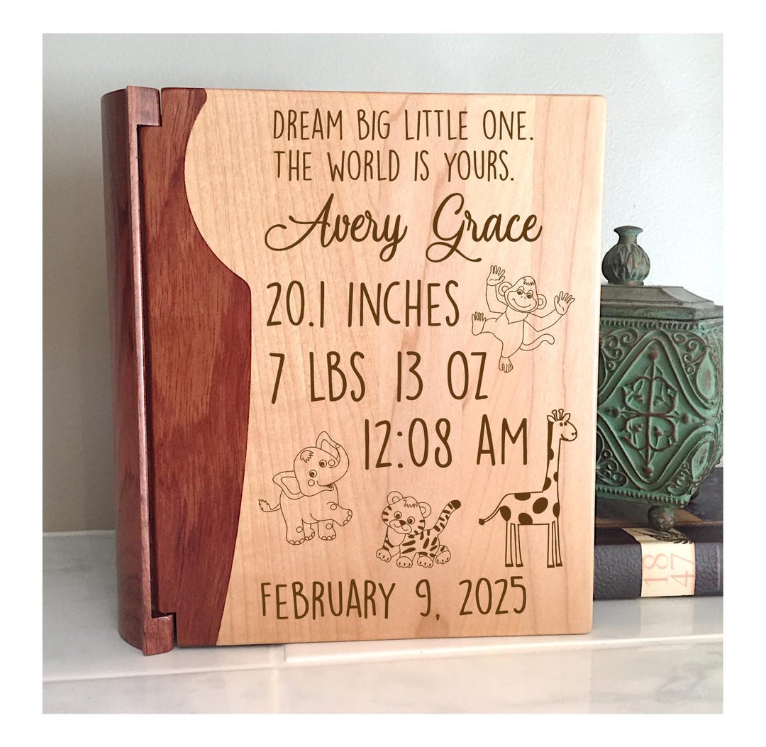 Personalized Zoo Baby Animal Photo Album, Baby Animal Themed Nursery ...