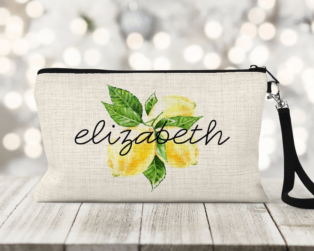 Lemon Zipper Bag, Personalized Makeup Holder, Lemon Gift, Lemon Makeup ...
