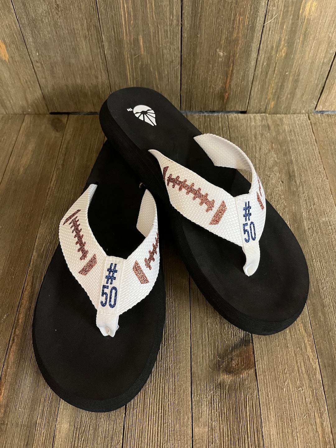 Personalized FOOTBALL Flip Flops, Custom Sandals With Football Laces ...