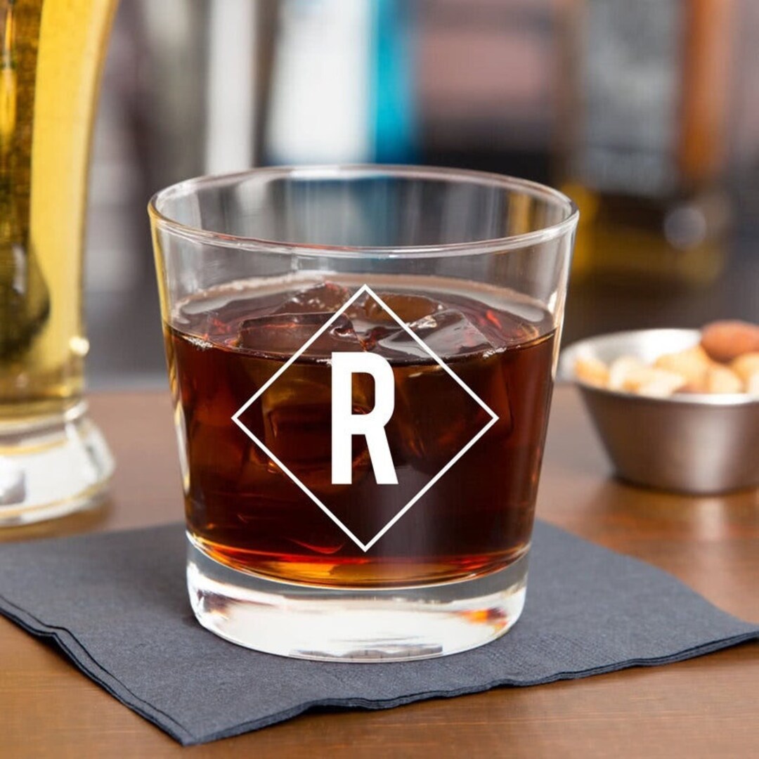 Personalized Initial Rock Glass, Engraved Rocks Glass, Engraved Whiskey ...