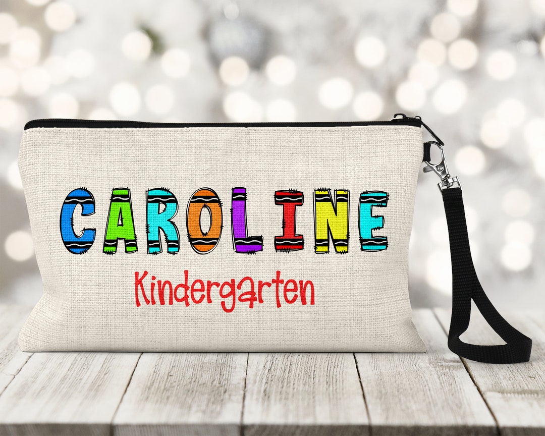 Crayon Themed Letters Zipper Bag - Personalized Crayon and Pencil Pouch ...