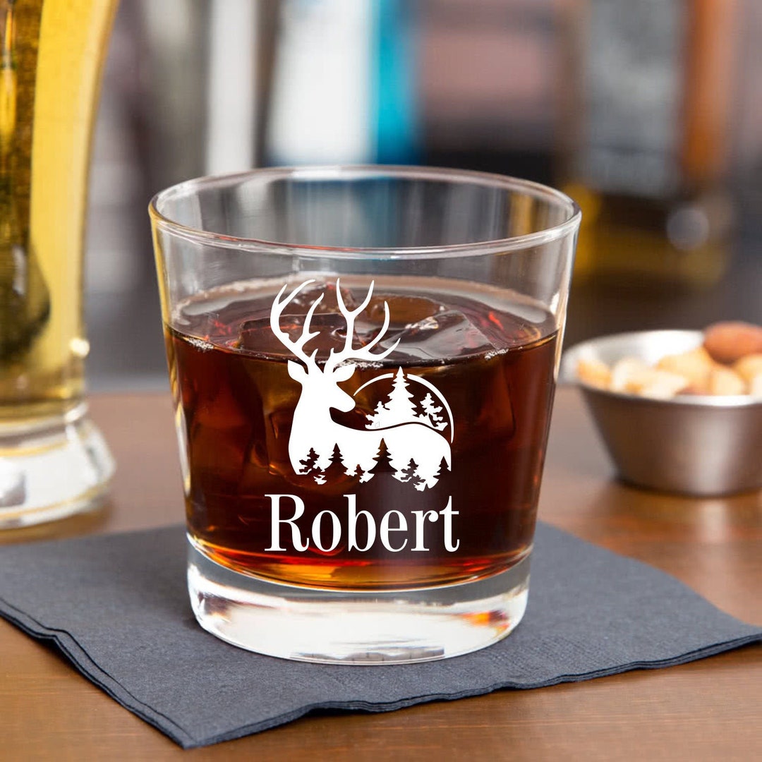 Personalized Deer Engraved Whiskey Glass, Hunting Whiskey Glass ...