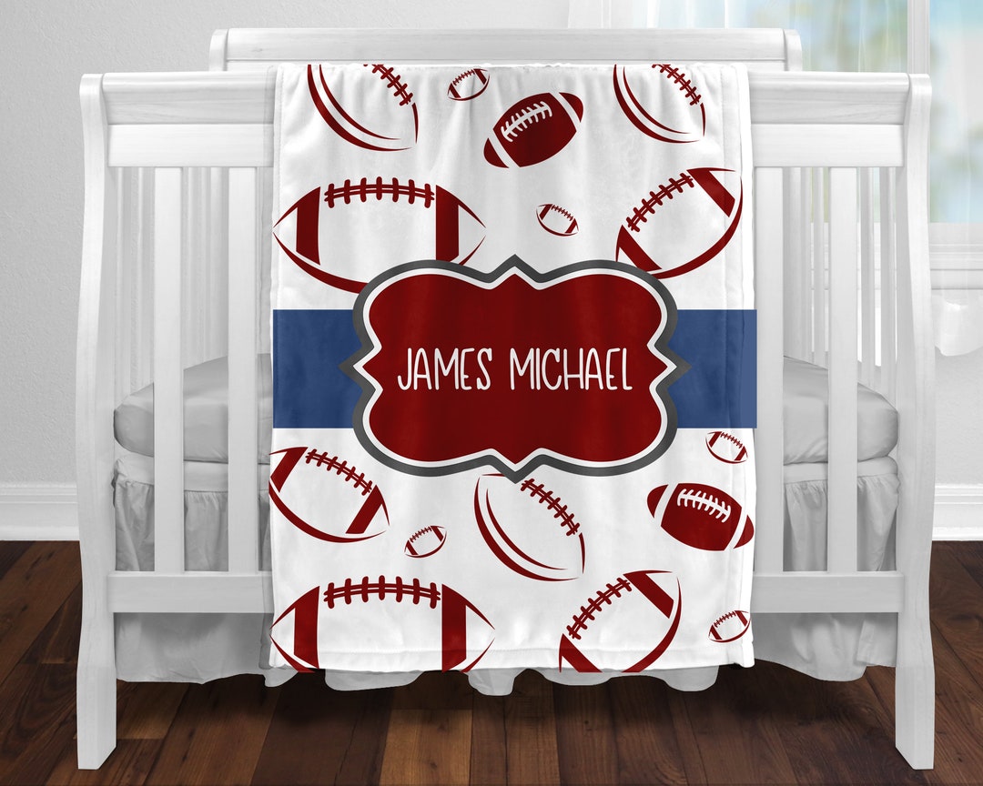 Personalized Football Baby Blanket, Football Toddler Blanket, Sports ...