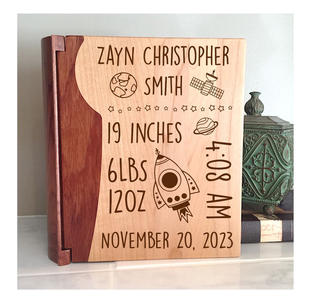 Personalized Baby Stat Photo Album, Space Nursery Theme, Outer Space ...