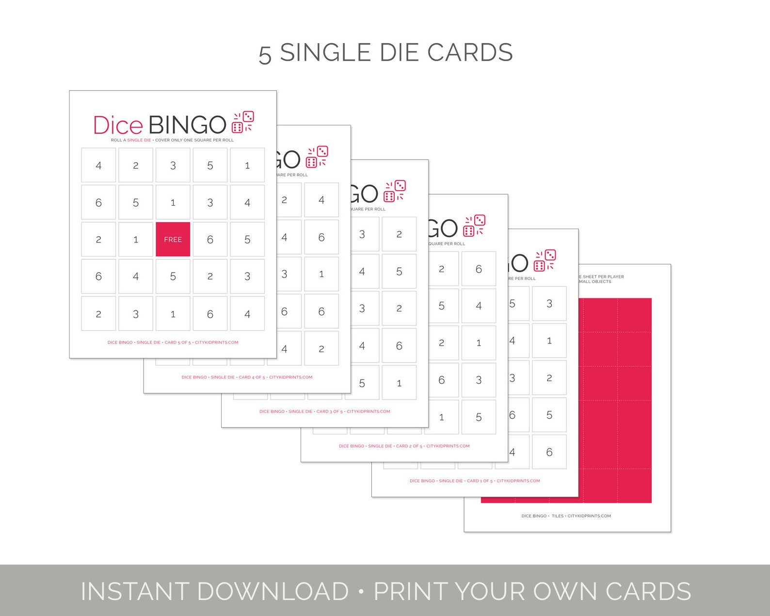 Dice Bingo Printable Learning Game Instant Download (Download Now) - Etsy