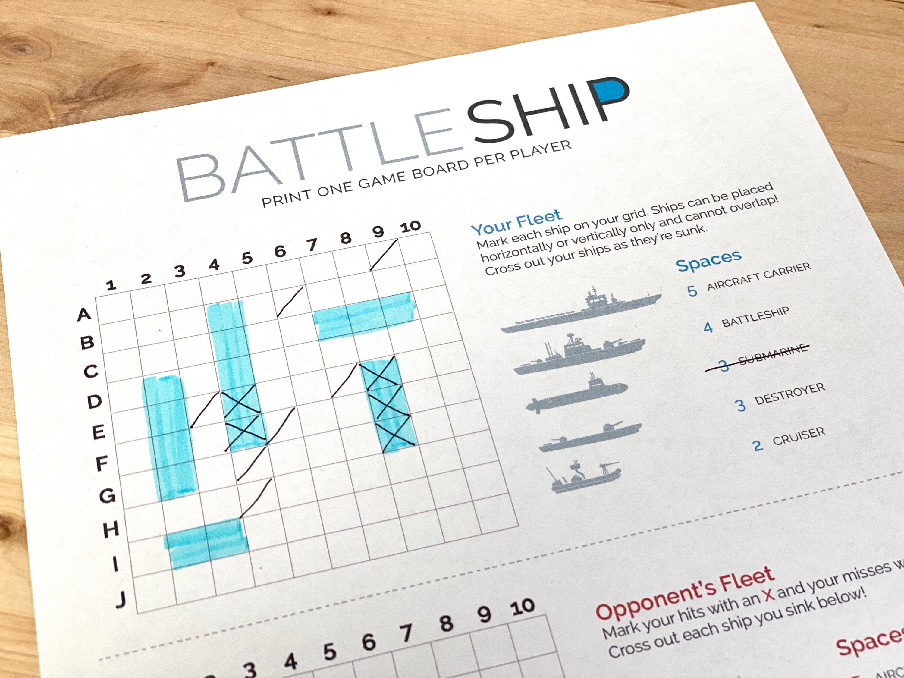 Battleship PRINTABLE Game - Etsy