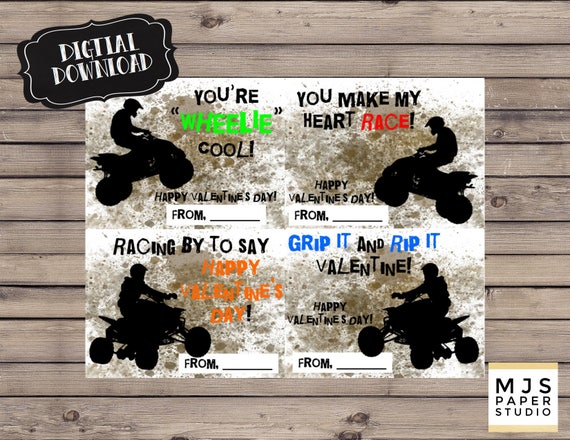 Four Wheeler Valentine's Day Cards racing instant | Etsy