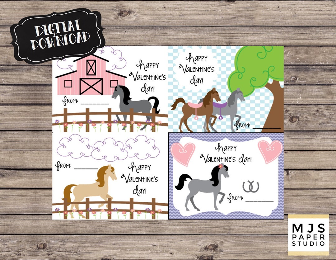 Horses Valentine's Day Cards; Instant Digital Download - Etsy