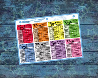 8 Cute Full Box Weekly Mood Tracker Planner Stickers - Etsy
